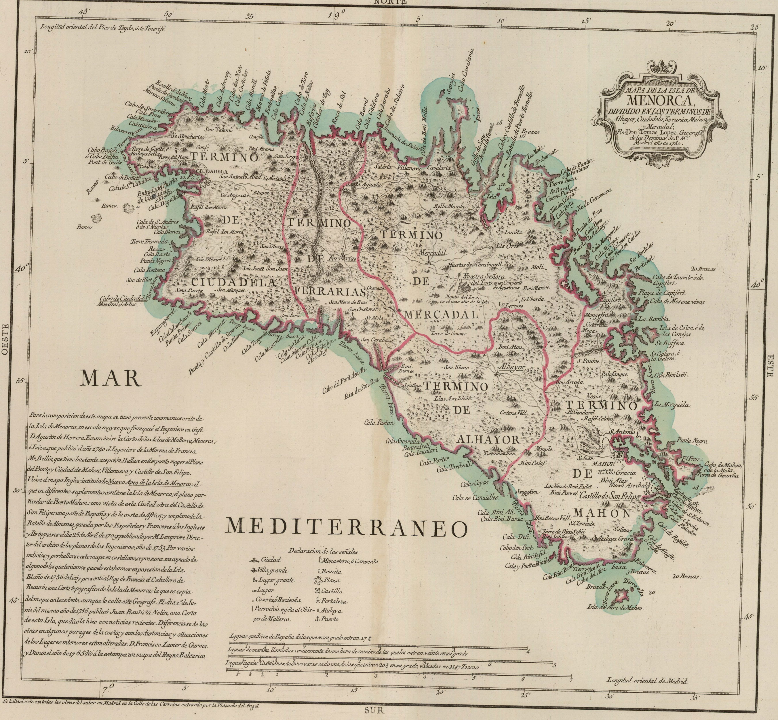 Menorca (Isla). Mapas generales. 1780 | Real Biblioteca